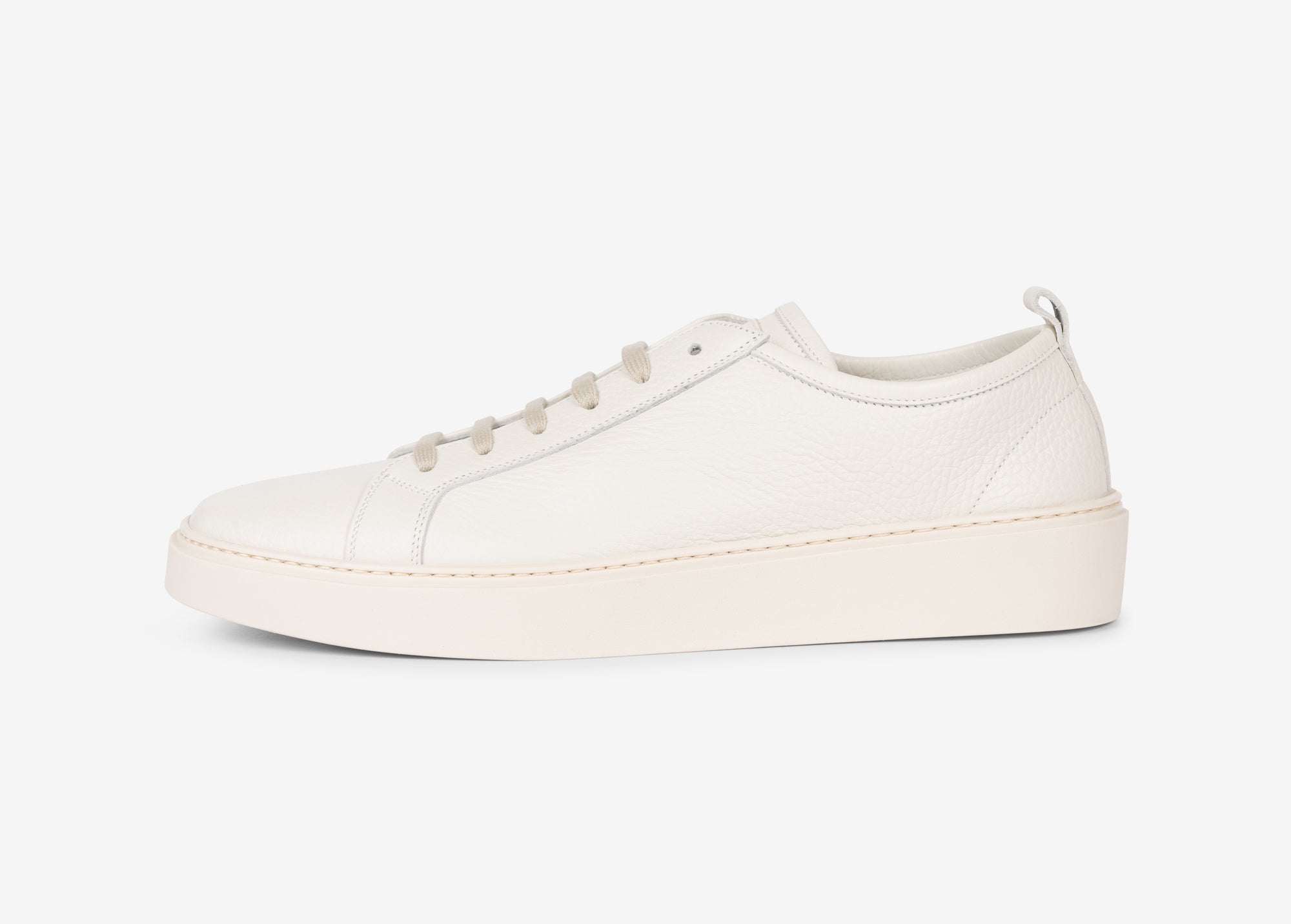 White sneaker in grained leather – Barrett Italy